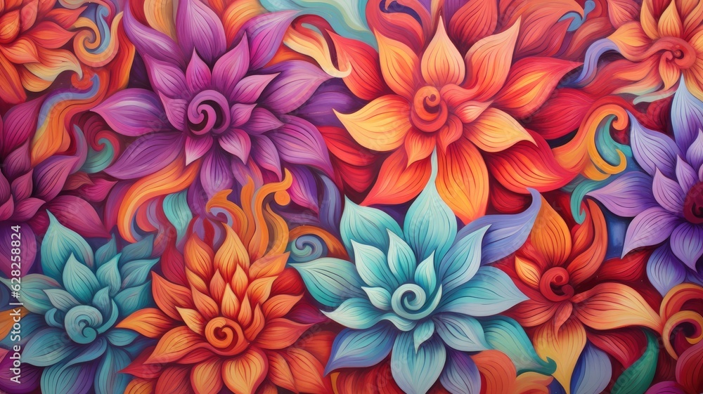 Vibrant and colorful flower patterns creating a lively and energetic ...