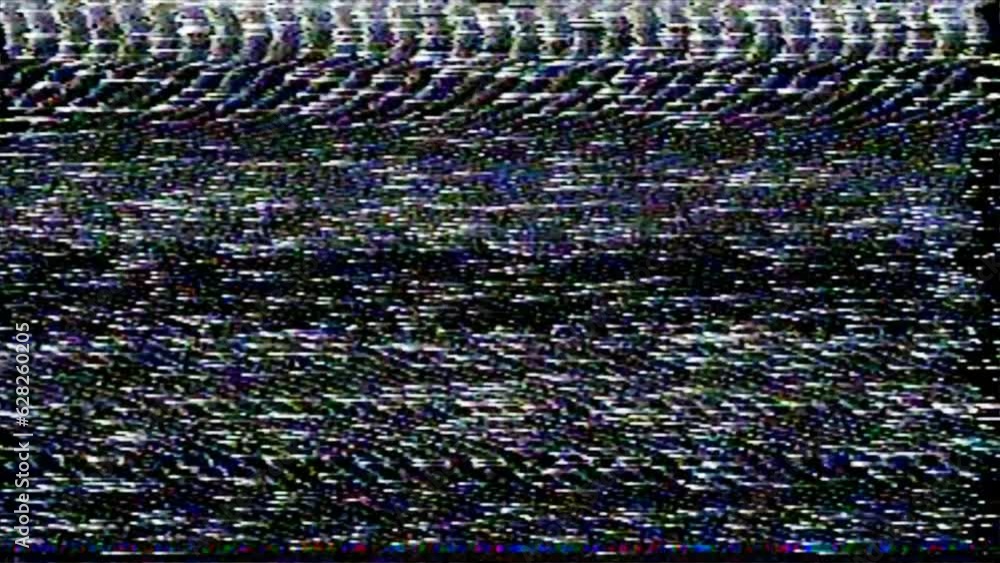 Bad VHS video with noise and artifacts. Damaged old film. Looped ...