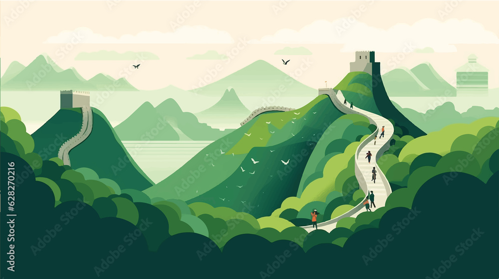 Great wall of China. World famous landmark. beautiful landscape ...