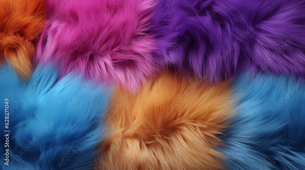 Soft colorful fluffy furry fuzzy decorative fur, simple background ...