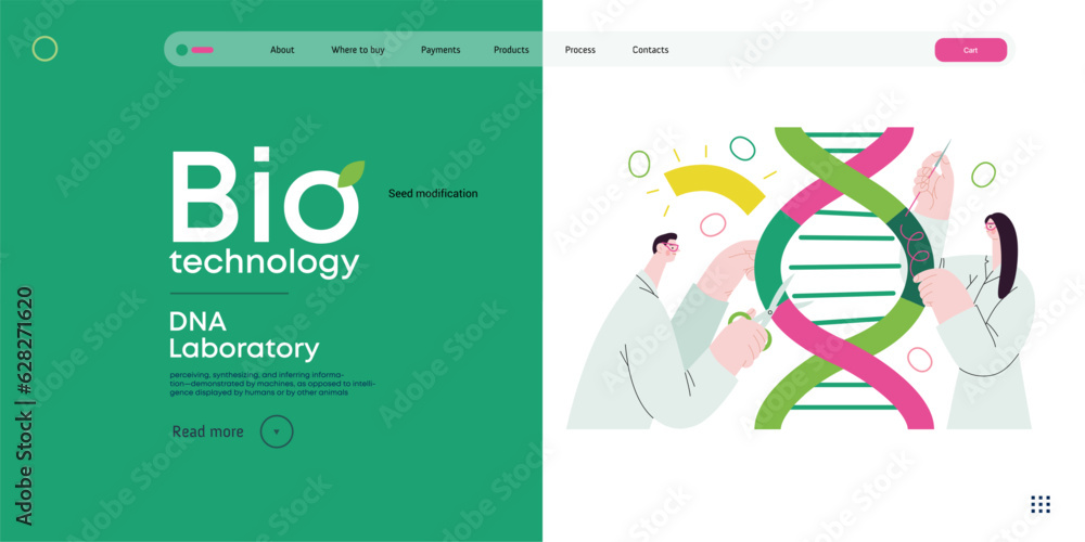 Bio Technology, DNA Laboratory -modern vector concept illustration of ...