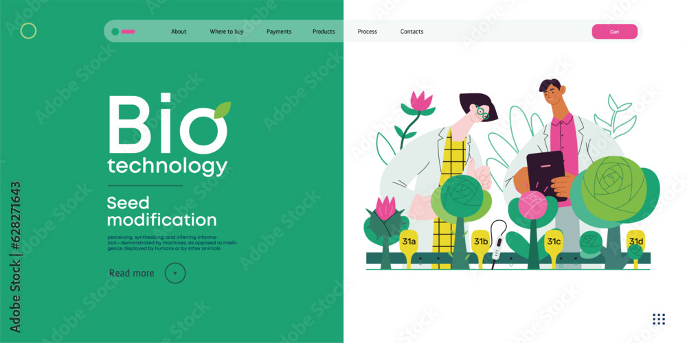 Bio Technology, Seed Modification -modern flat vector concept ...