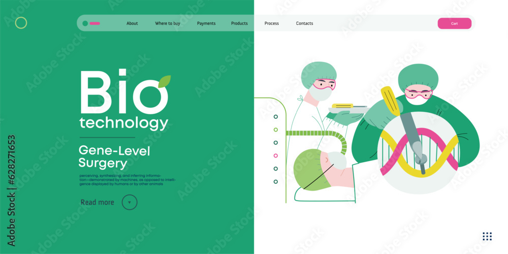 Bio Technology, Gene-Level Surgery -modern flat vector concept ...