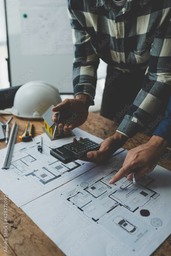 teamwork concept The structure of the meeting Engineers or architects ...