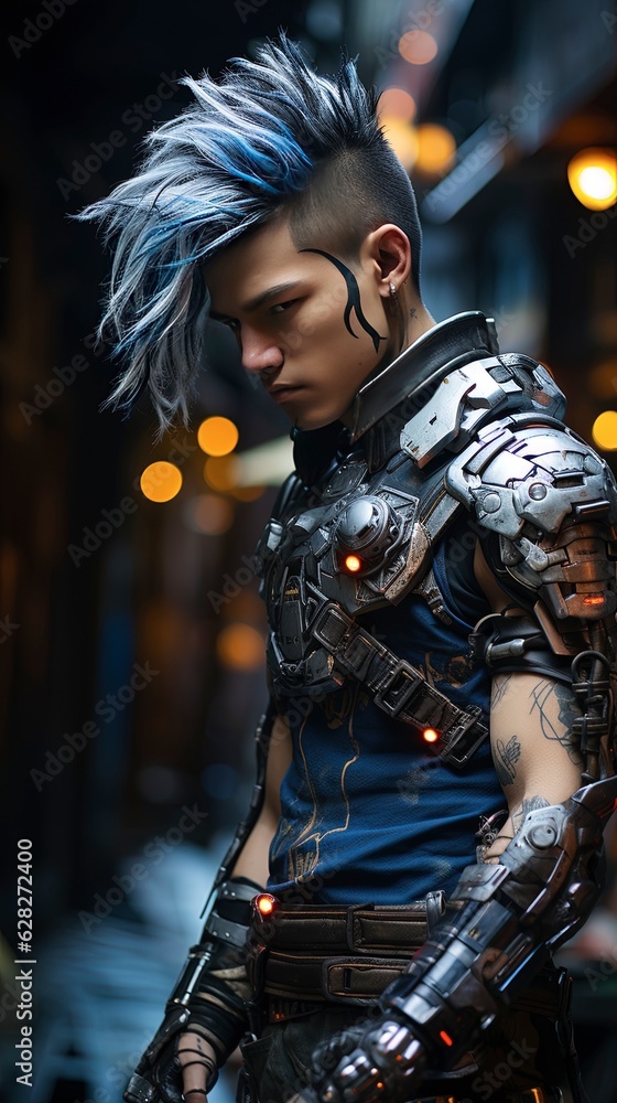 Mysterious Game Character in High Contrast: Detailed Textures and Dark ...