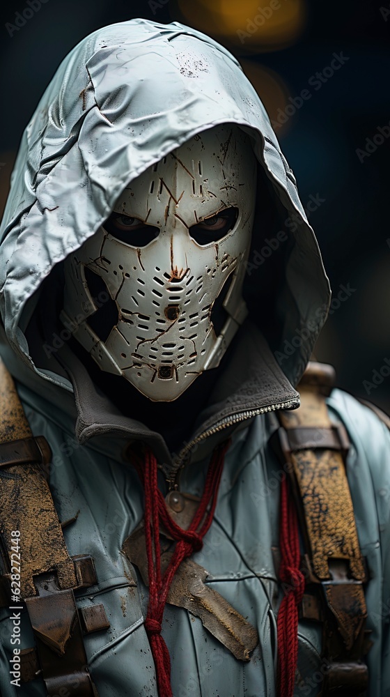 Mysterious Game Character in High Contrast: Detailed Textures and Dark ...