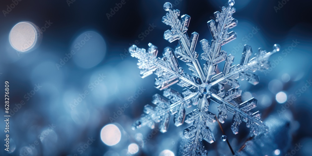 Snowflakes close up under a microscope, very detailed view. A macro ...