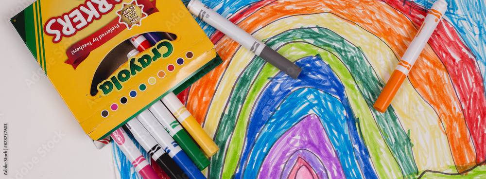 Drawing of a rainbow child artwork using markers crayola Drawing of a ...