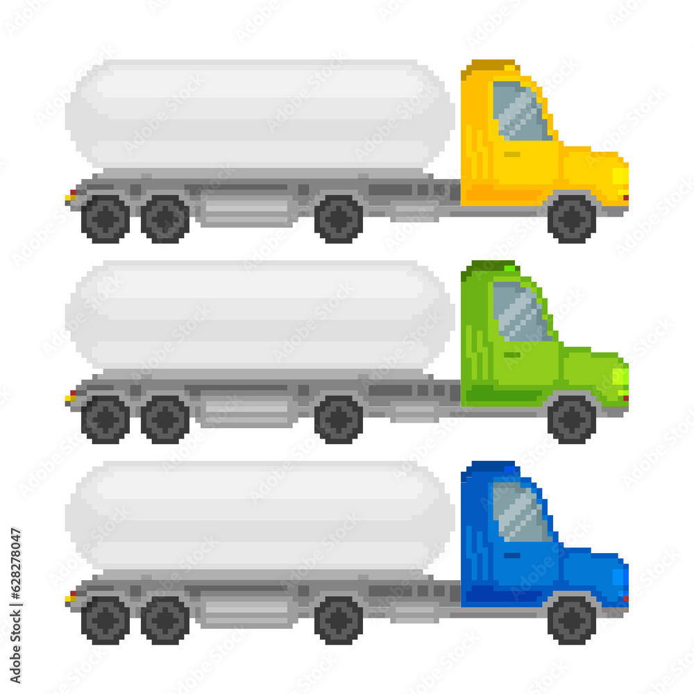 Truck trailer cistern industry transport pixel art vehicle icon Stock ...