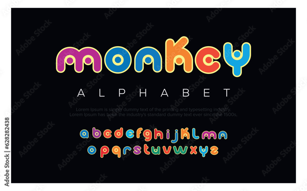 Monkey Modern minimal abstract alphabet fonts. Typography technology ...