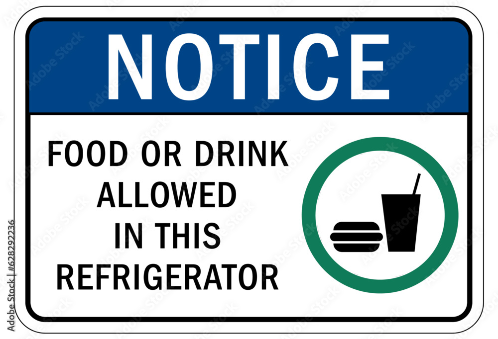 No food or drink allowed warning sign and labels Stock Vector | Adobe Stock