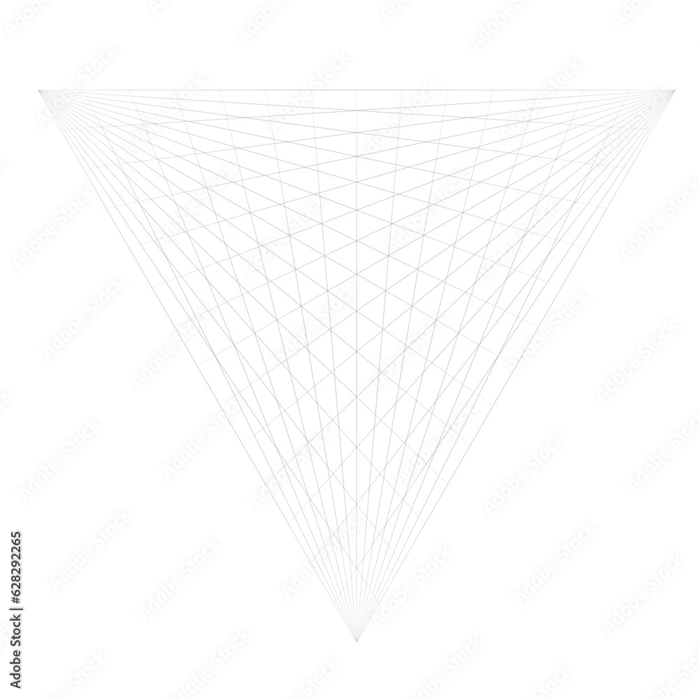 3d Perspective Grid Template Background Vector Illustration Model Projection Line Ruler Guide