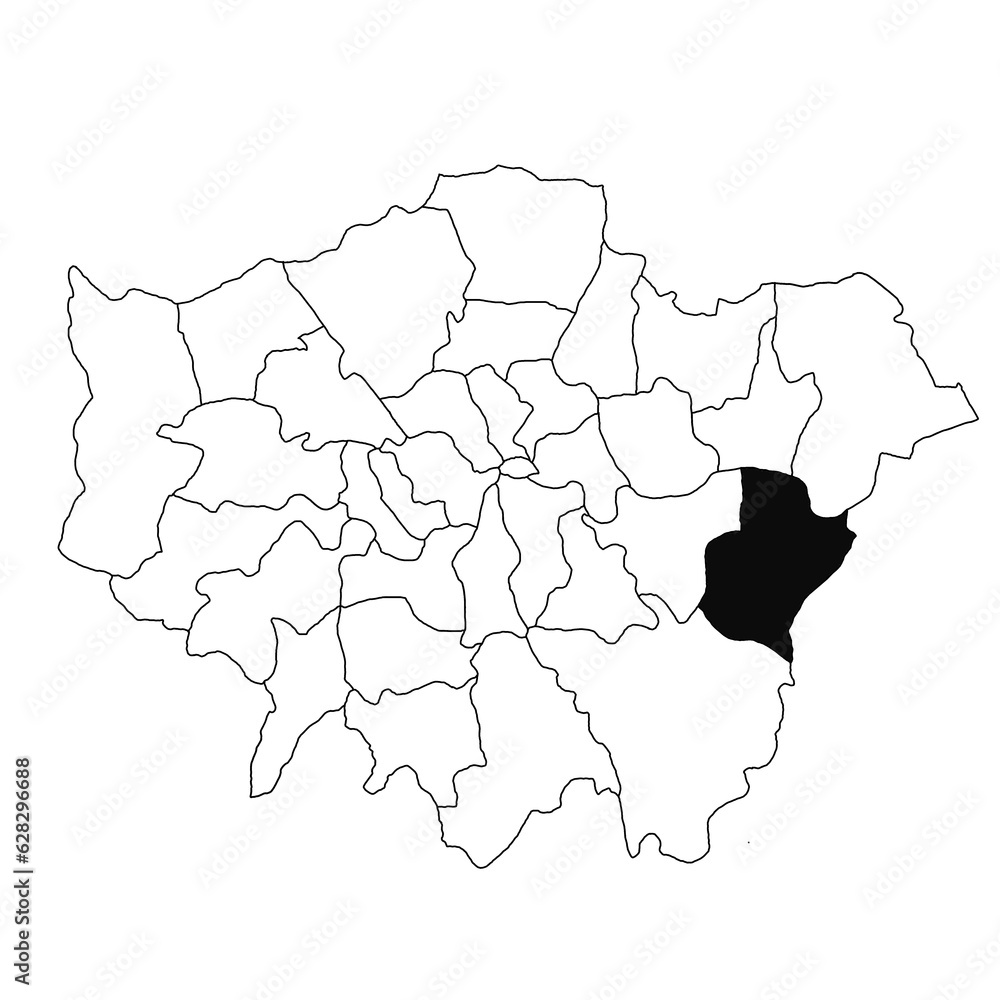 Map of Bexley in Greater London province on white background. single ...
