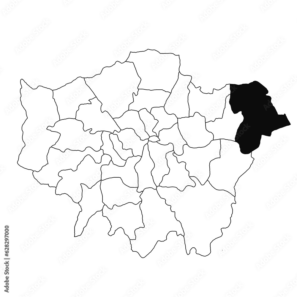 Map of havering in Greater London province on white background. single ...