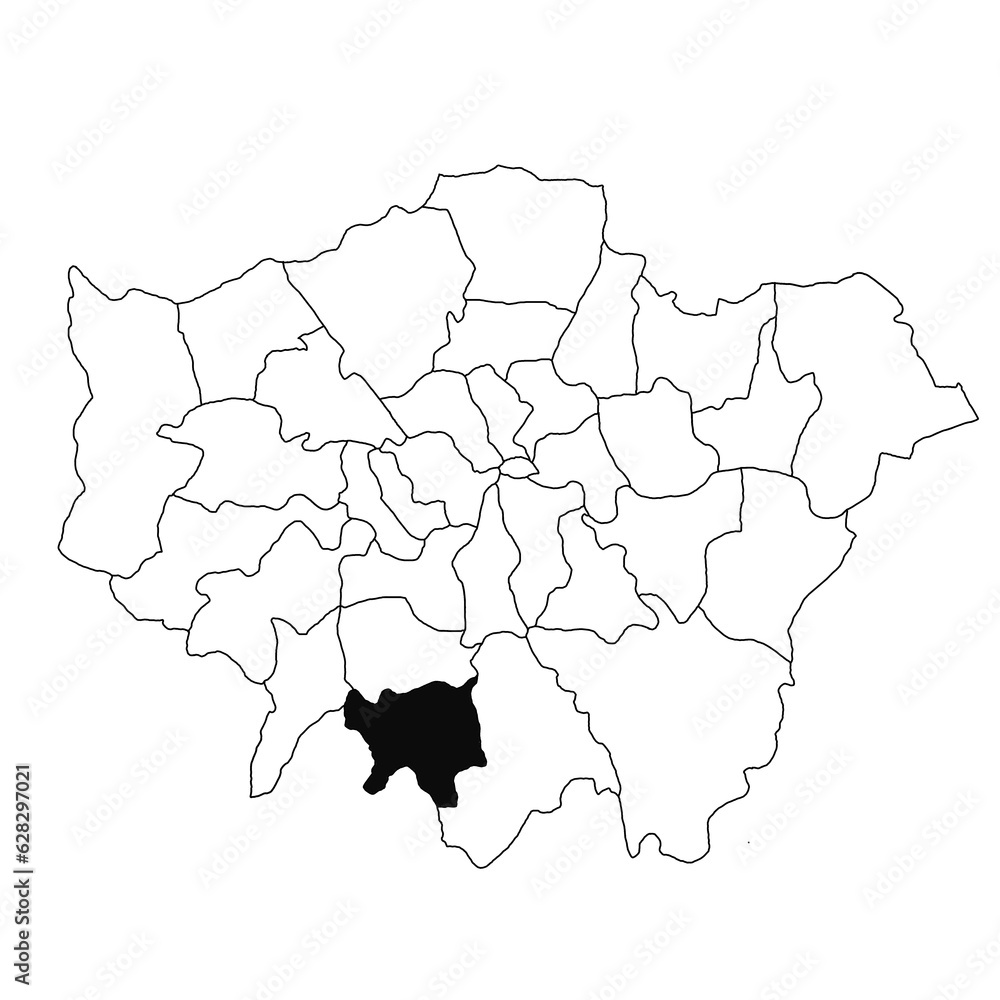 Map of Sutton in Greater London province on white background. single ...