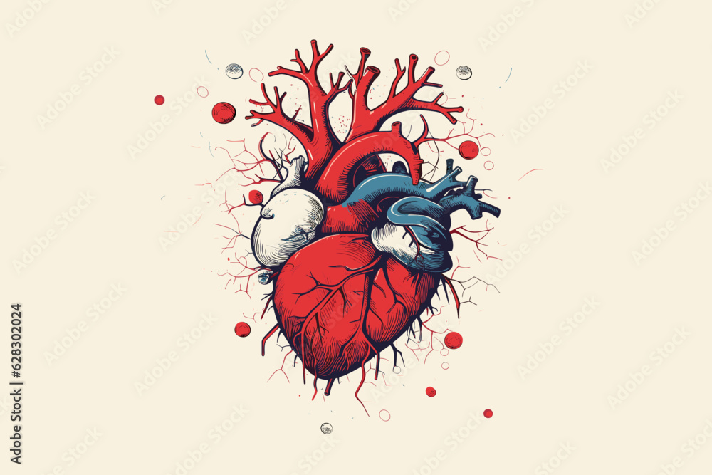 Vetor de Doodle inspired Cardiovascular disease, cartoon sticker ...