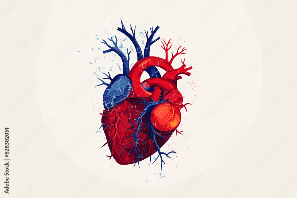 Doodle inspired Cardiovascular disease, cartoon sticker, sketch, vector ...