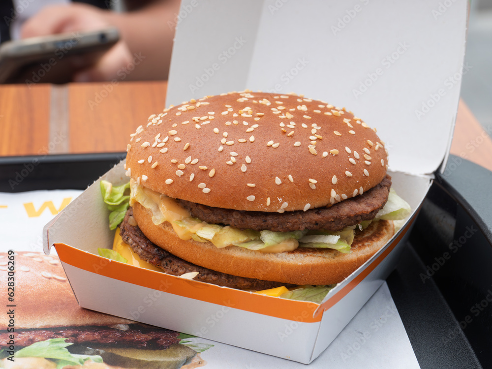 GERMANY - JUL 23, 2023: World-Famous Big Mac Displayed on a Tablet at ...