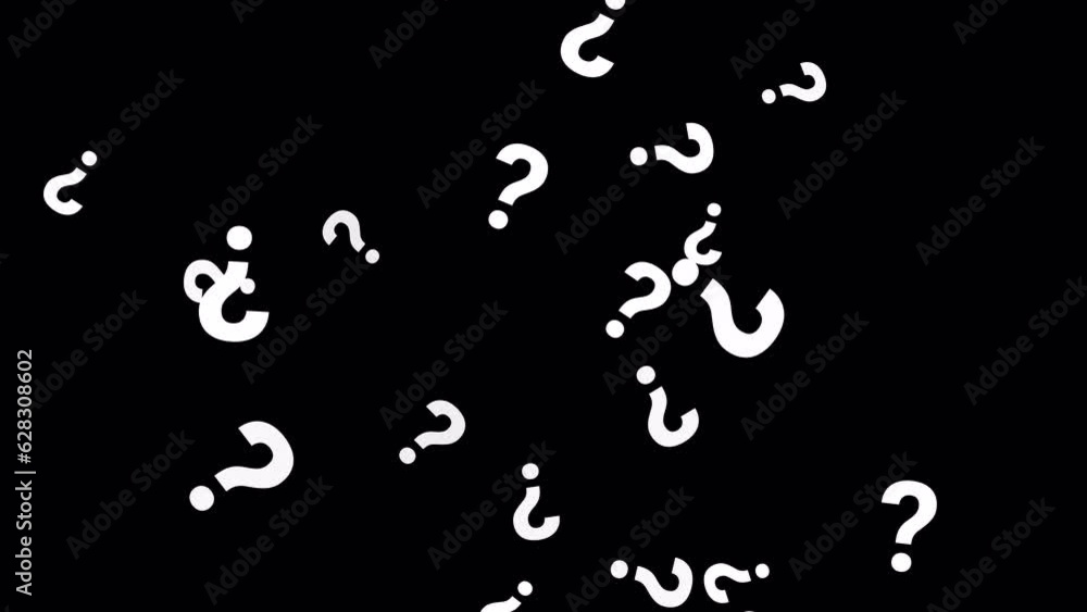 White question marks moving and rotating isolated on alpha channel ...