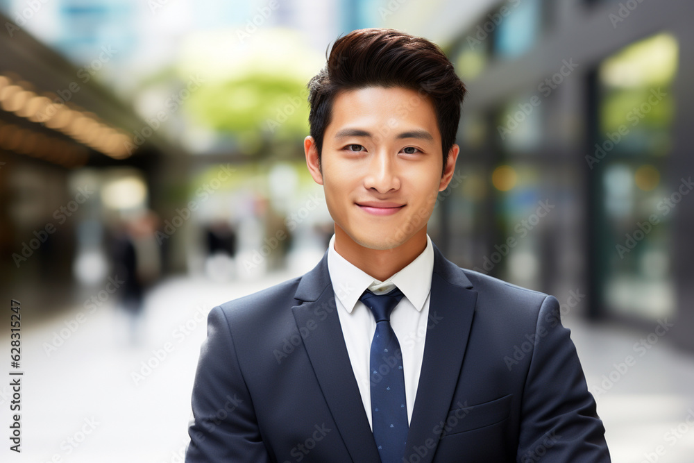 handsome young japanese business man smiling in suit jacket with leader ... handsome young japanese business man smiling in suit jacket with leader ...