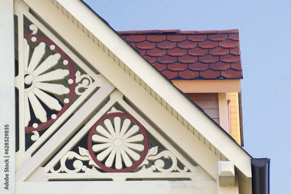 victorian triangle patterns architecture detail of a house roof gable ...