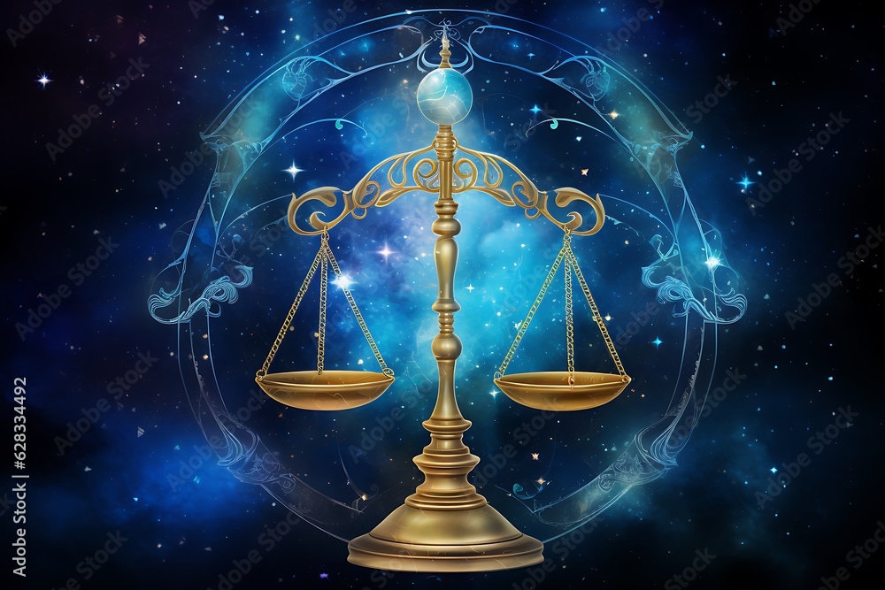 Modern magic witchcraft card with astrology Libra zodiac sign ...