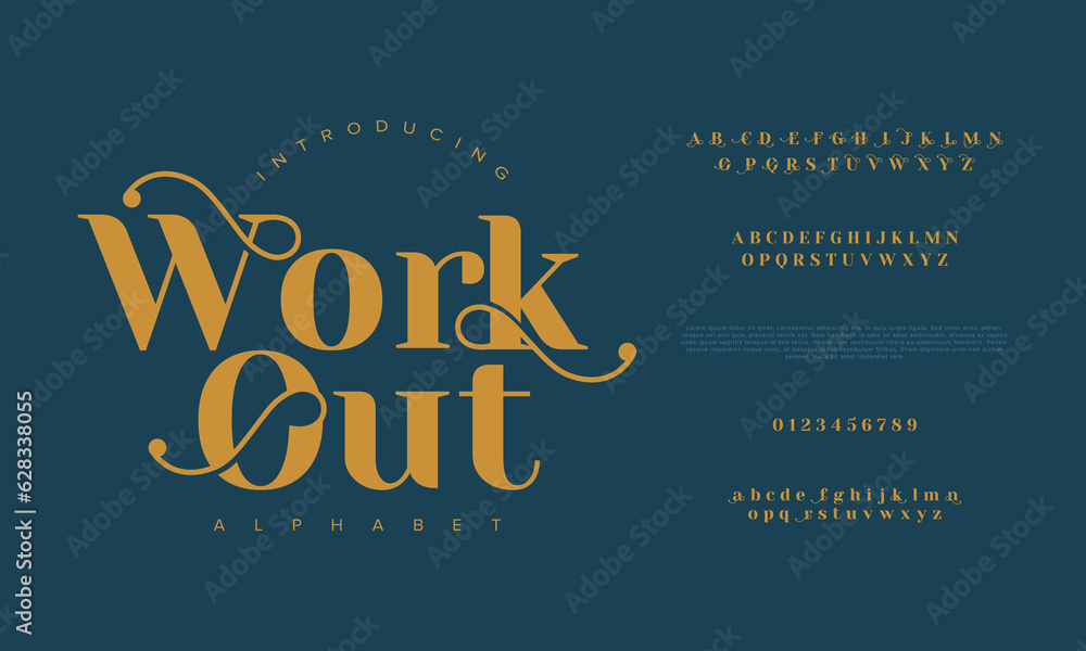 Workout premium luxury elegant alphabet letters and numbers. Elegant ...