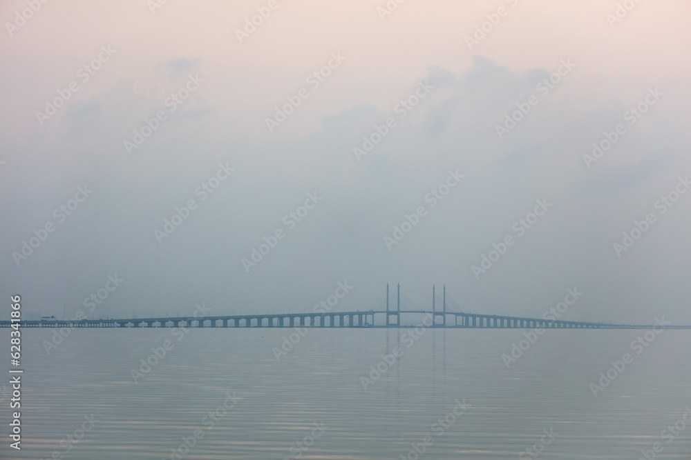 Views of Penang Bridge from various vantage point. Landscape view of ...