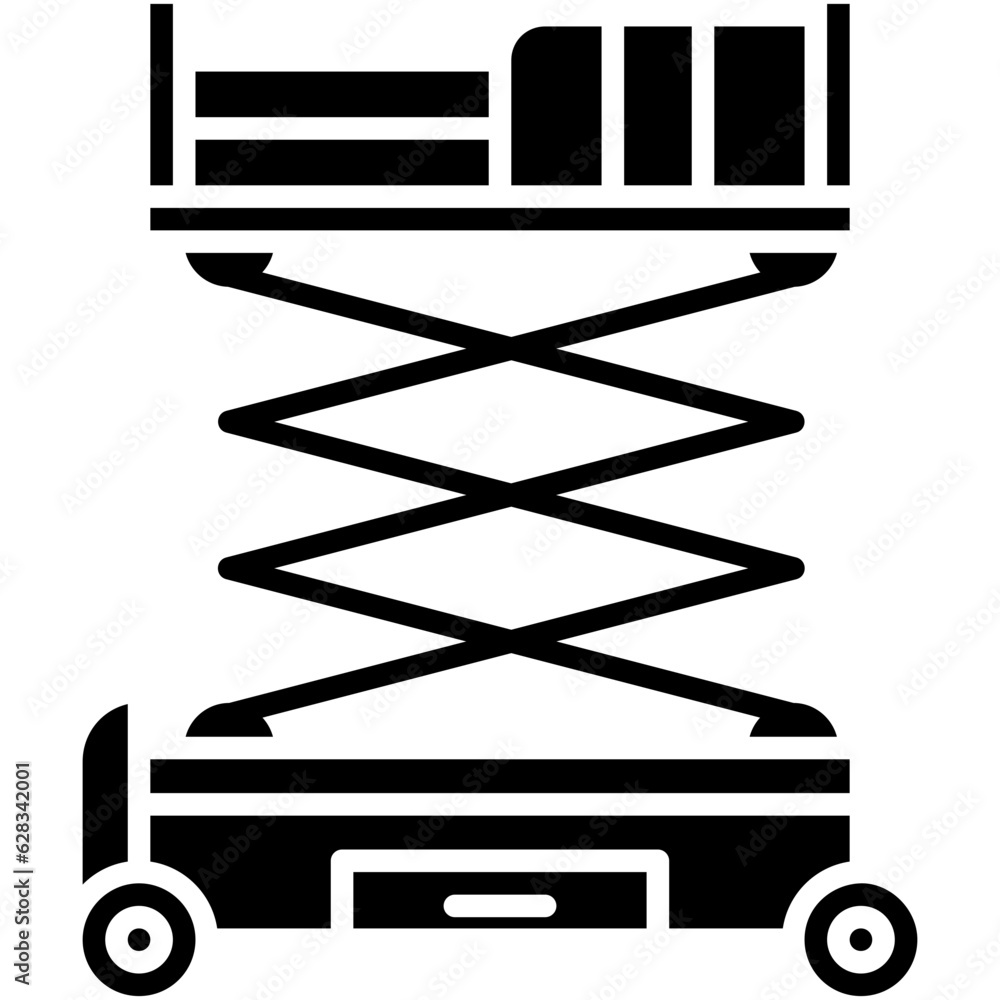 Scissor Lift Icon. Elevator Mechanical Crane Symbol Stock Illustration ...