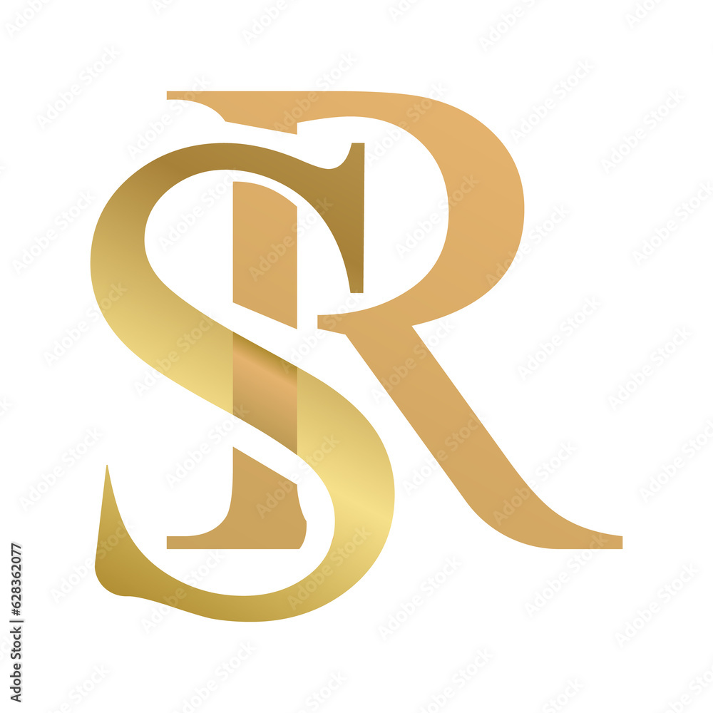 Luxury Golden and Black Color initial based SR logo.SR,abstract letters ...