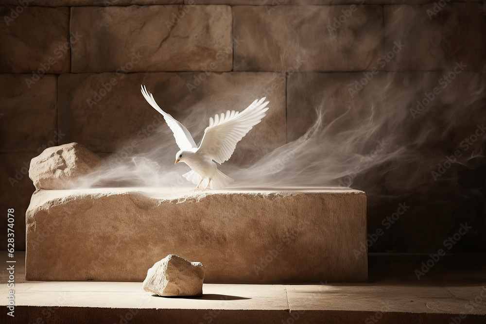 Jesus Christ crucifixion death and resurrection and easter dove flying ...