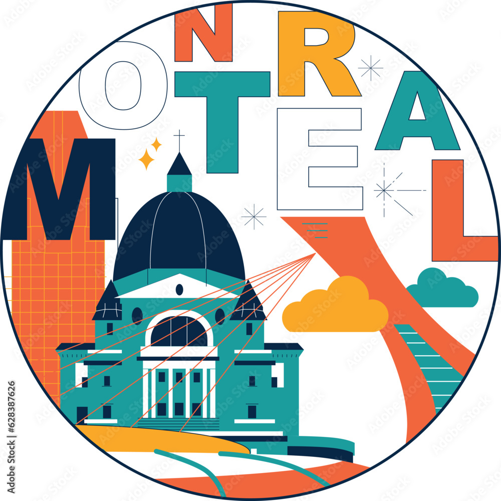 Typography word "Montreal" branding technology concept. Collection of ...