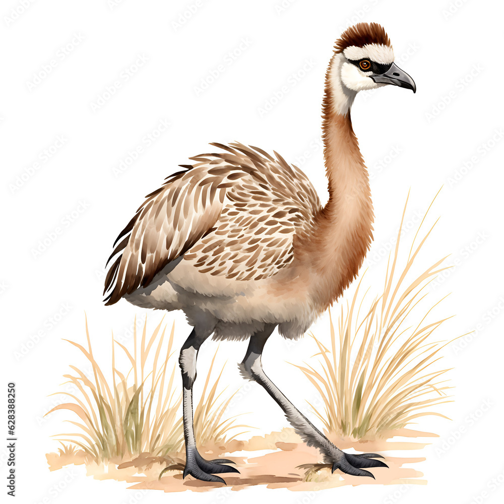 Emu in cartoon style. Cute Little Cartoon Emu isolated on white ...