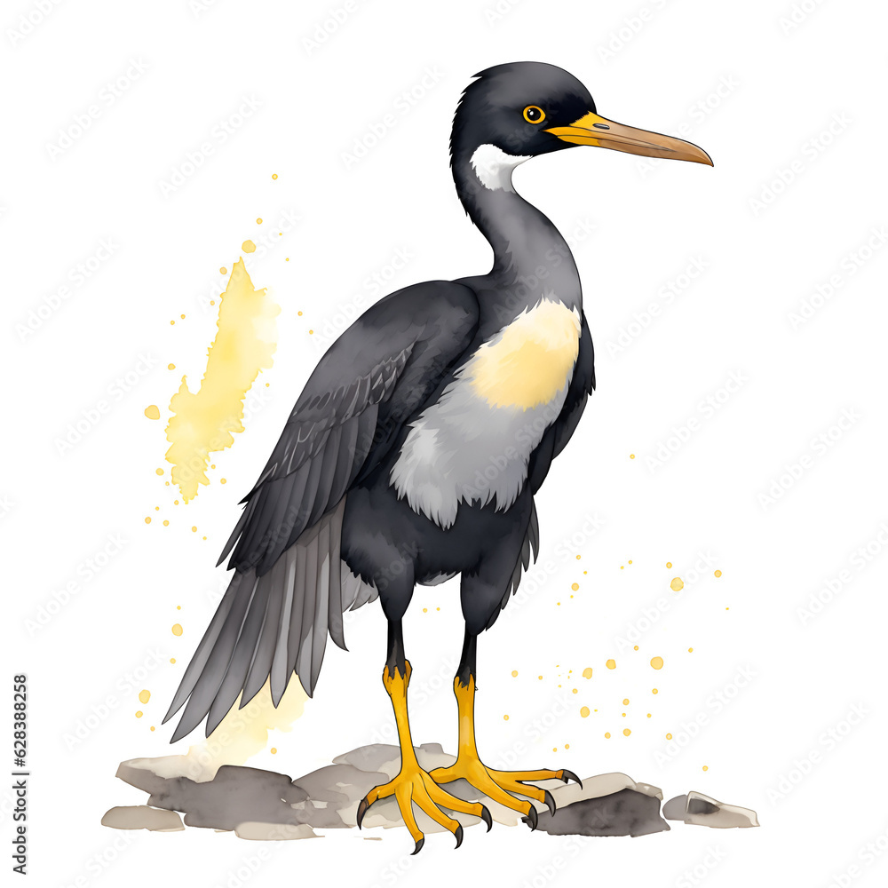 Flightless Cormorant bird in cartoon style. Cute Little Cartoon ...