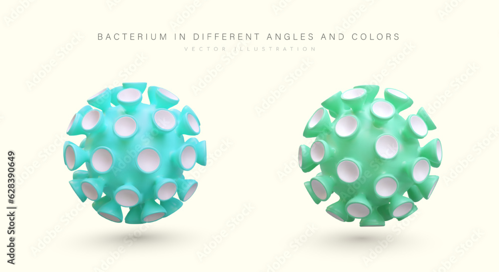 Realistic color round bacteria in different positions. Vector image of ...