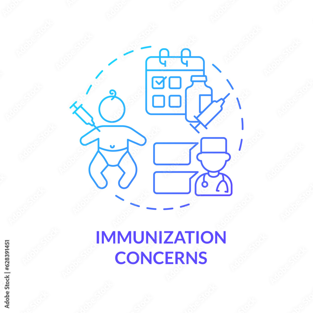 Immunization concerns blue gradient concept icon. Kids vaccination ...