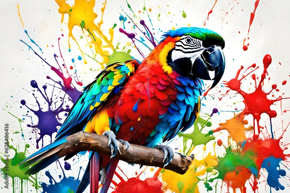 Parrot Splatter Painting