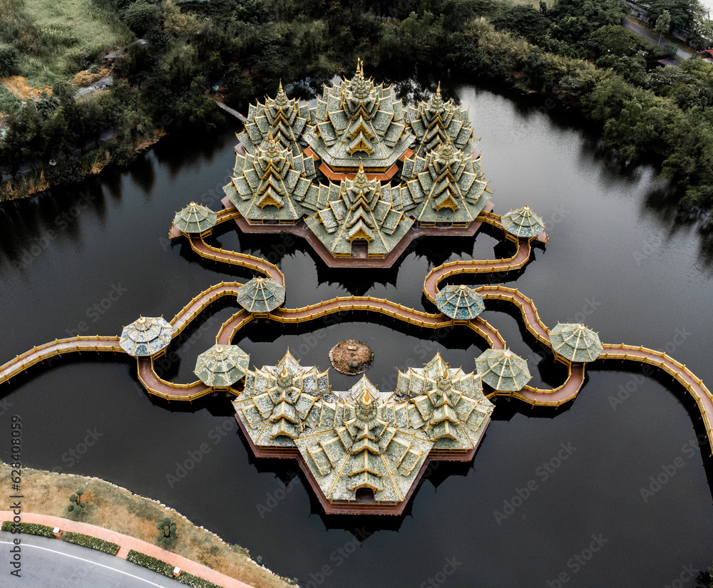 Aerial photo of Ancient city, Ancient Siam, Muang Boran in Bangkok ...