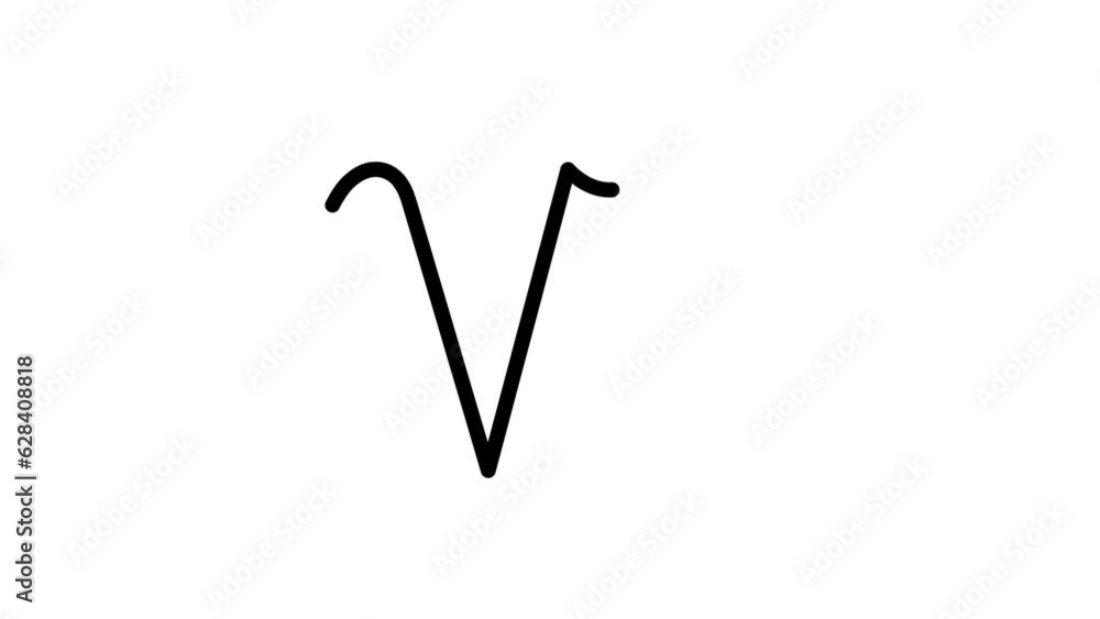 V letter big writing cartoon animation. Compatibile part of alphabet ...