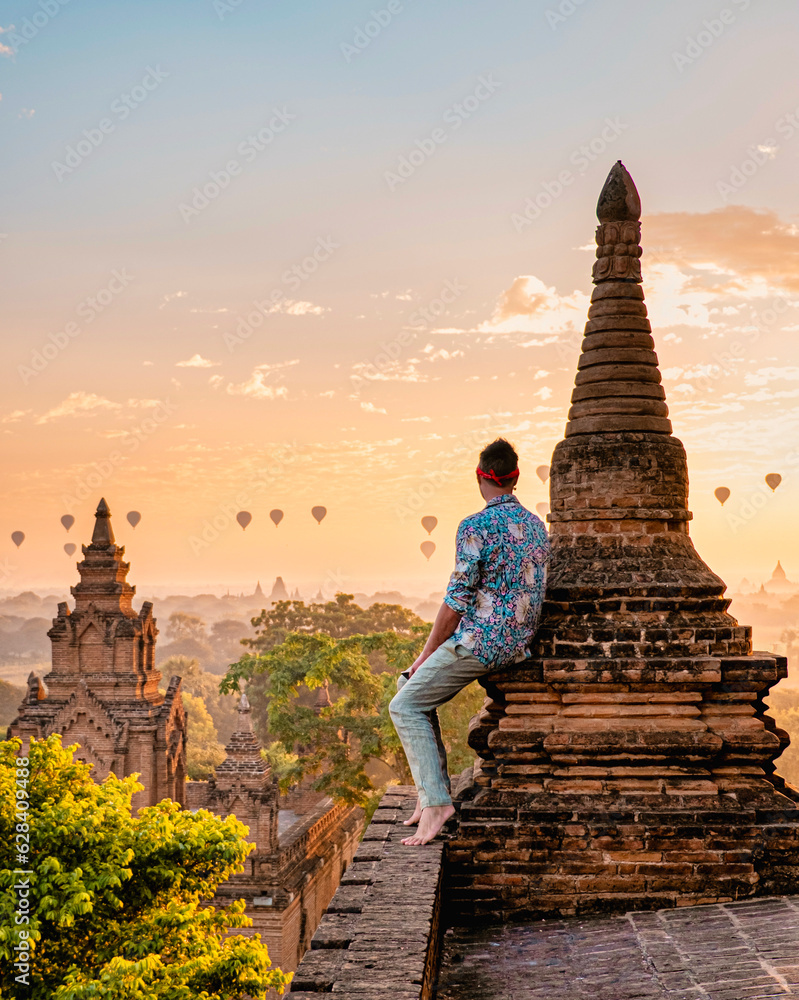Bagan Myanmar, Sunrise above temples and pagodas of Bagan Myanmar ...