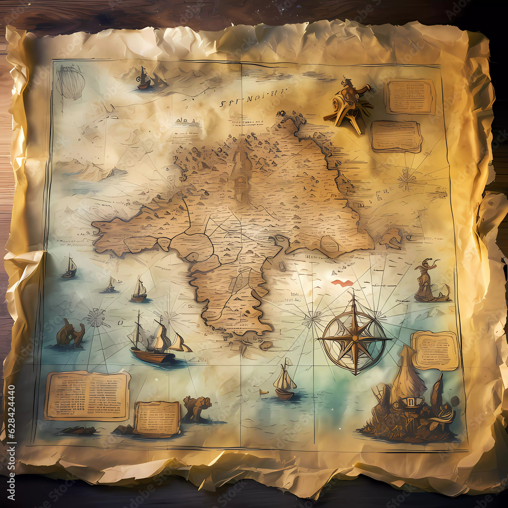 old map of continent Stock Illustration | Adobe Stock