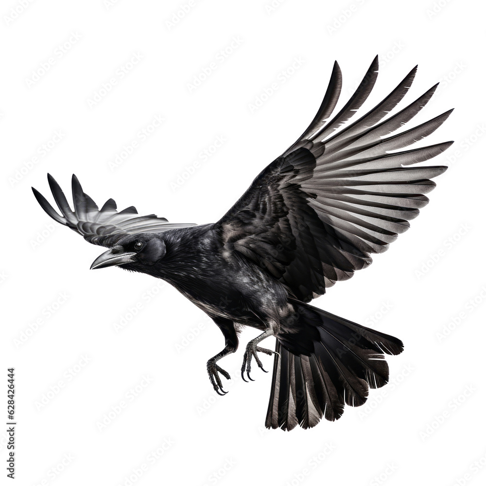 flying crow isolated on transparent background cutout Stock ...