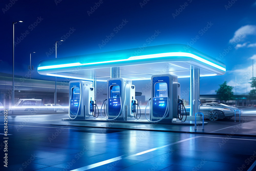 hydrogen refueling stations. Created with generative AI technology ...