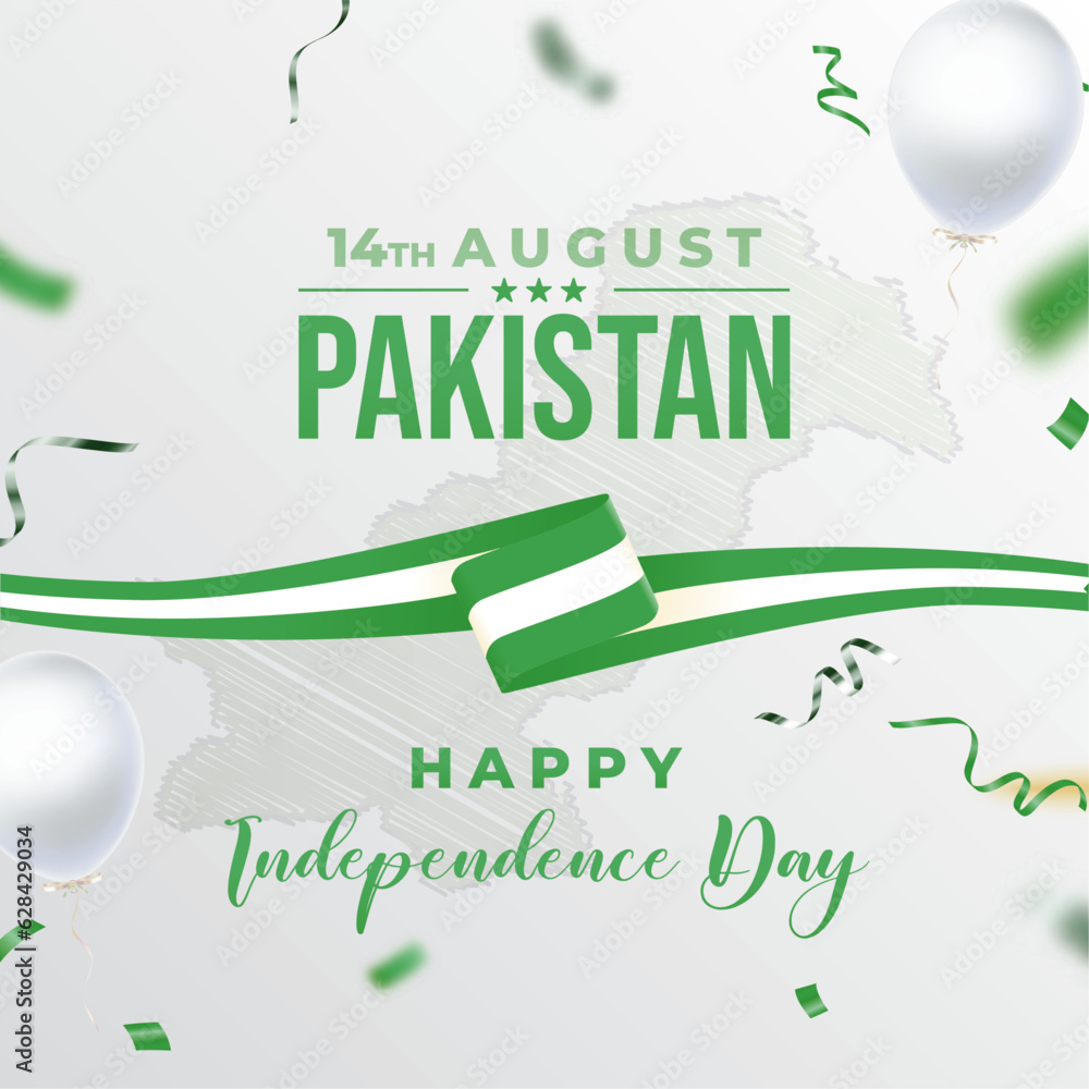 14 August- Celebrate Pakistan Happy Independence Day, Pakistan map in ...