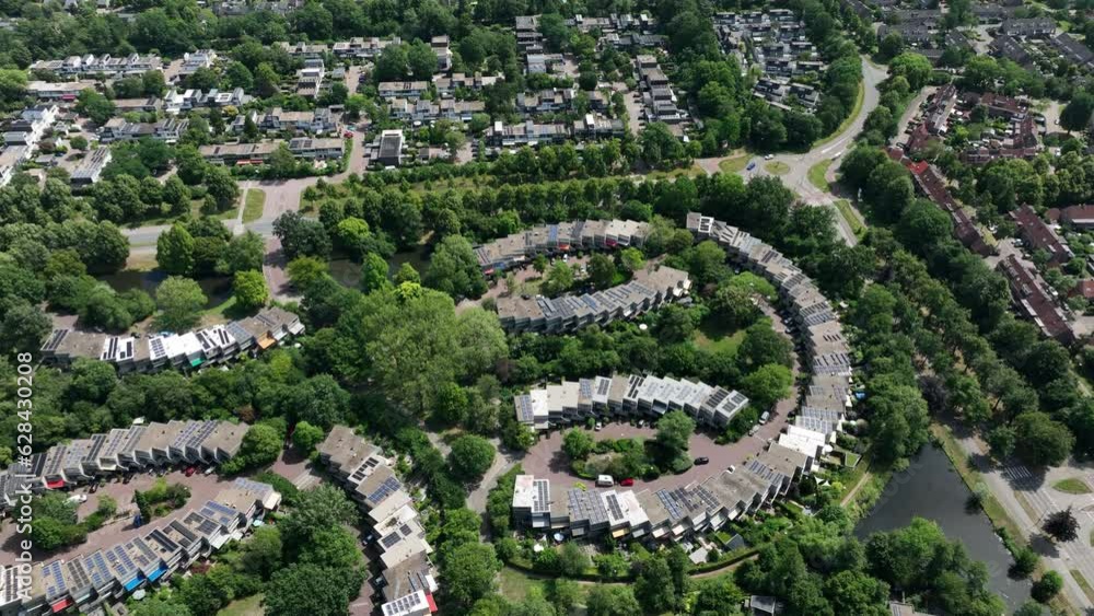 Orbiting aerial view of the Rozendaal neighborhood located in the town ...