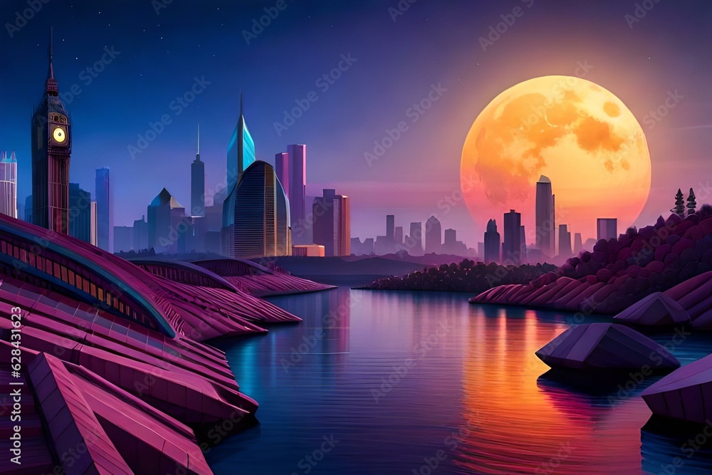 abstract night wallpaper | the midnight moon wallpaper, in the style of ...