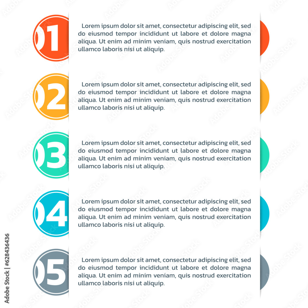 5 step, option infographic. Menu, list design. Business presentation ...