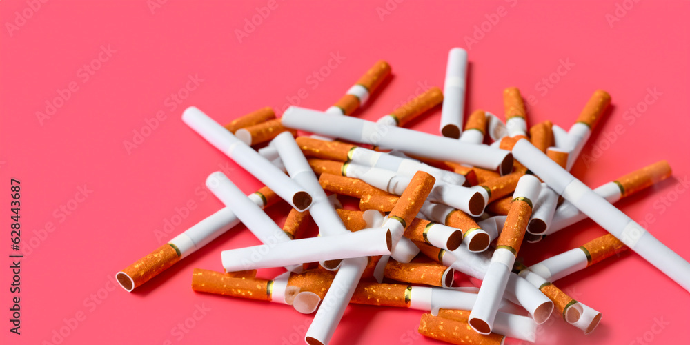 Cigarette on the ground. smoking and smoking concept. Respect for the ...