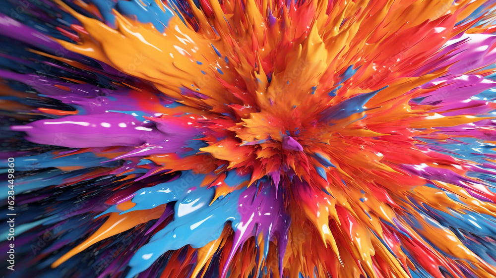 Abstract background, color explosion, particles, matte, sharp focus ...