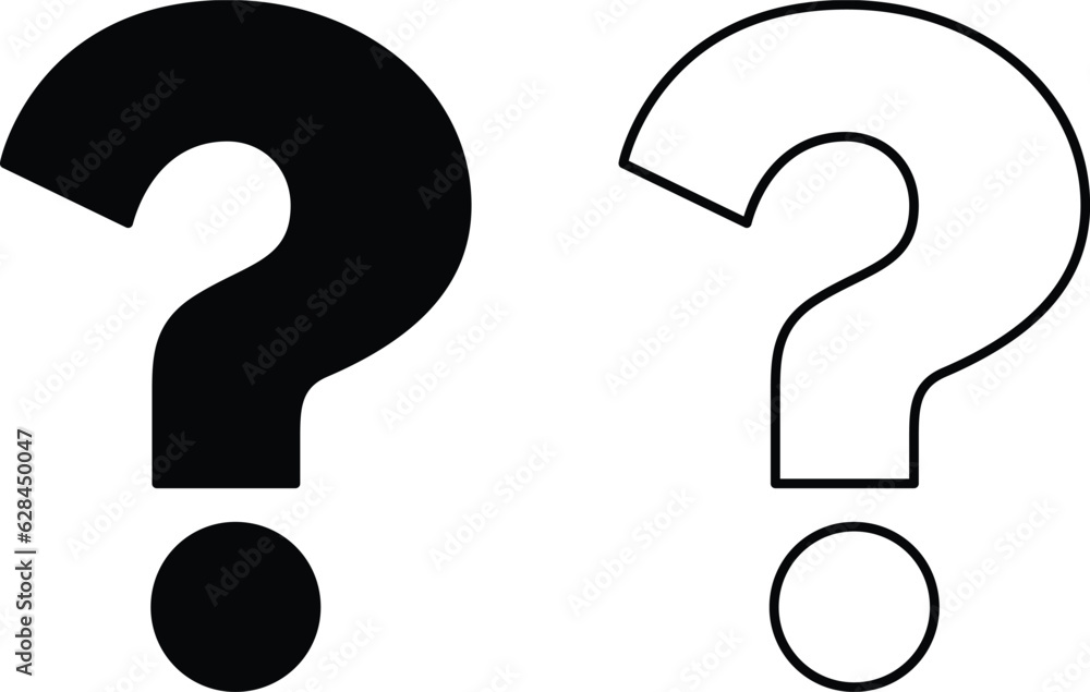 question mark icon set vector in two styles isolated on white ...